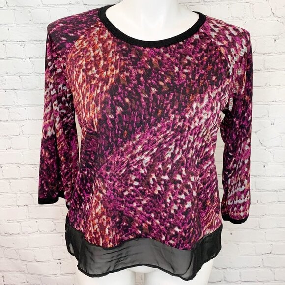 Chenault | Tops | New W Tags Chenault Purple Pattern Sheer Bottom Top ...